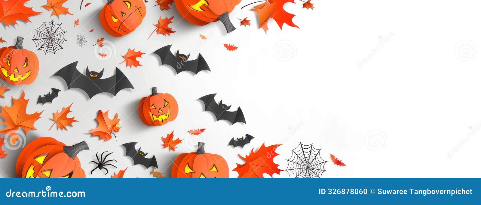 Vector Illustration of Halloween Empty White Background with Flags ...