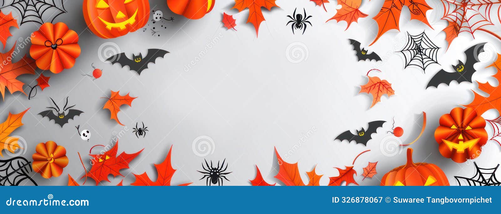 Vector Illustration of Halloween Empty White Background with Flags ...