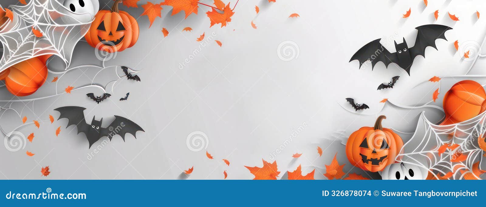 Vector Illustration of Halloween Empty White Background with Flags ...