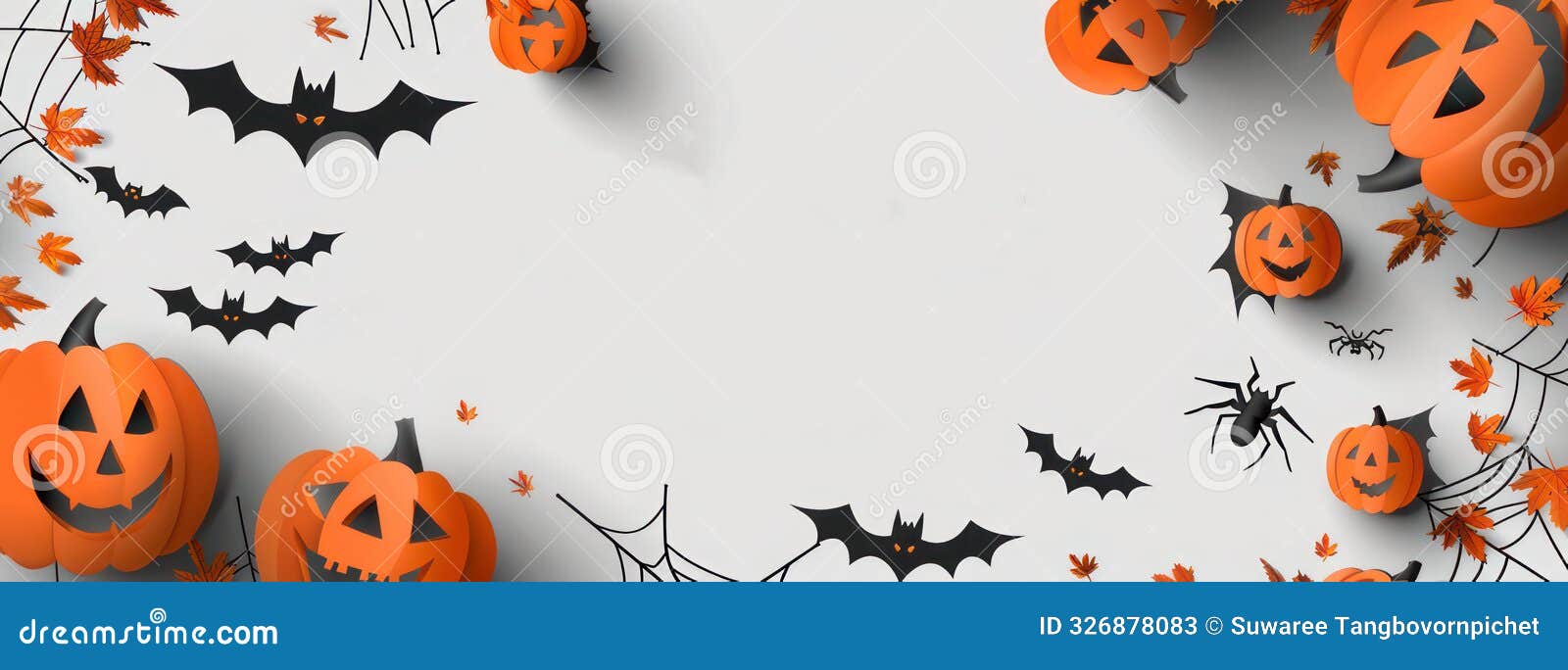 Vector Illustration of Halloween Empty White Background with Flags ...