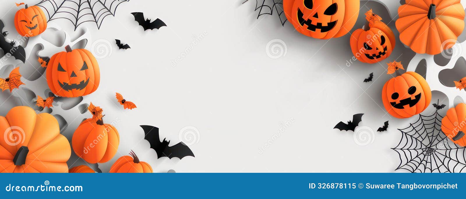 Vector Illustration of Halloween Empty White Background with Flags ...