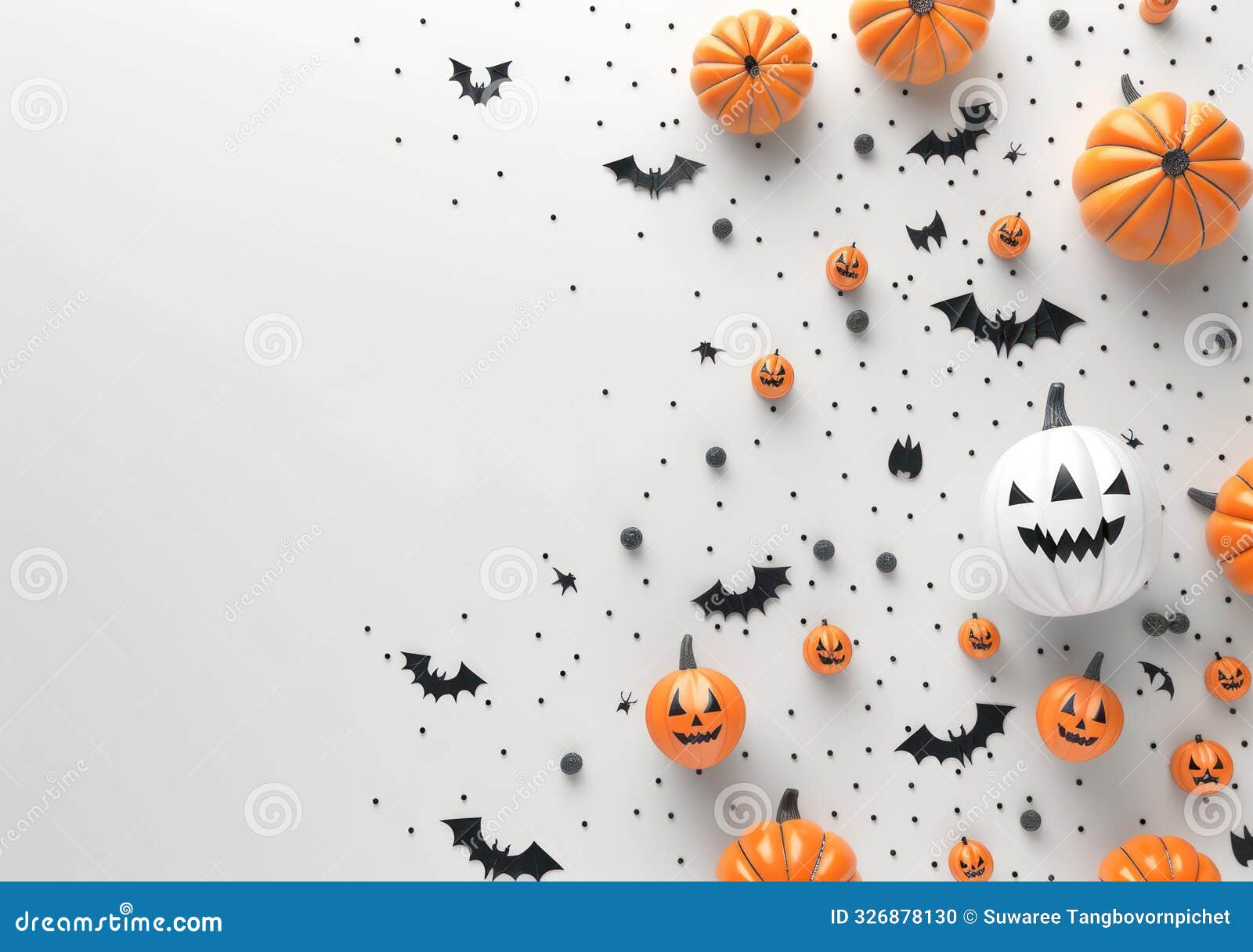 Vector Illustration of Halloween Empty White Background with Flags ...