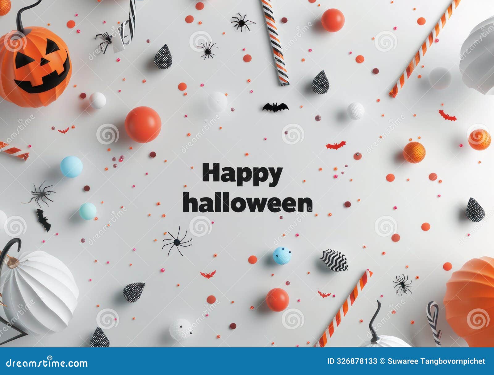 Vector Illustration of Halloween Empty White Background with Flags ...