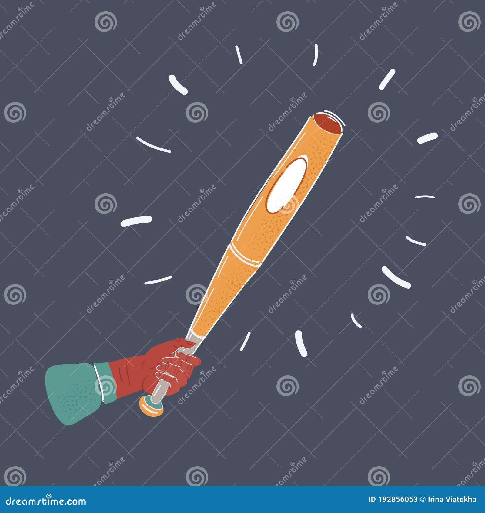 Vector Illustration of Hand on a Baseball Bat on Dark Background. Stock ...