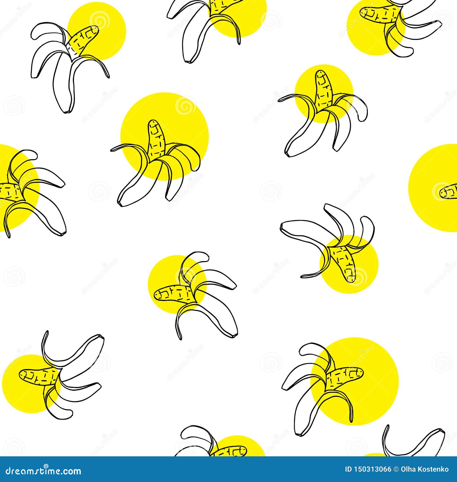 Vector Illustration. Hand Draw Banana Pattern Stock Vector ...