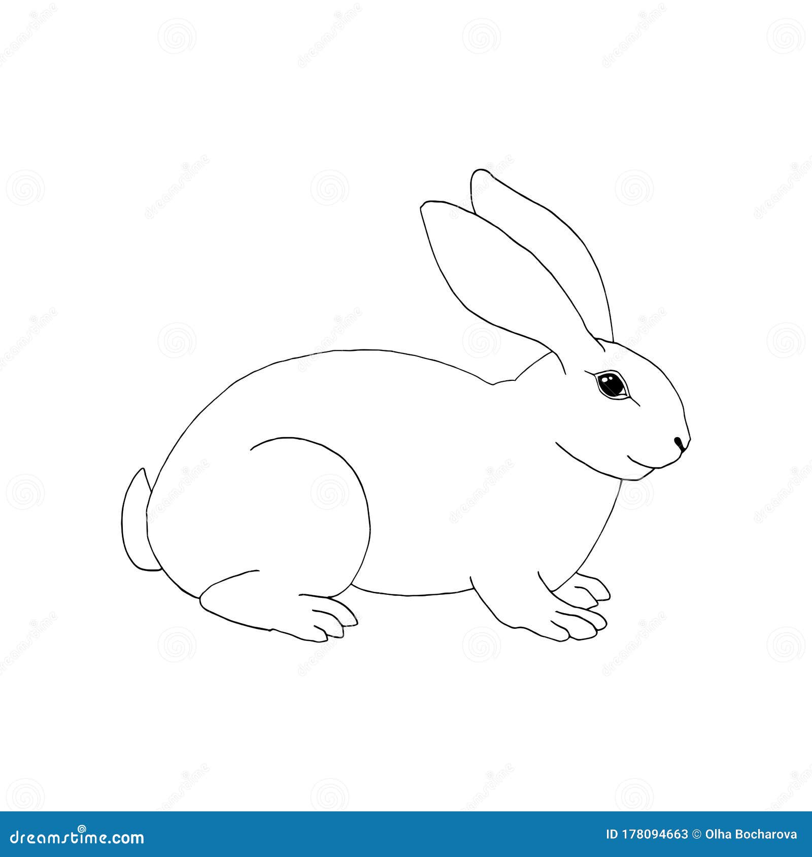 Sketch Of Bunny Holding A Blank Sheet Of Paper. Hand Drawn Outline ...