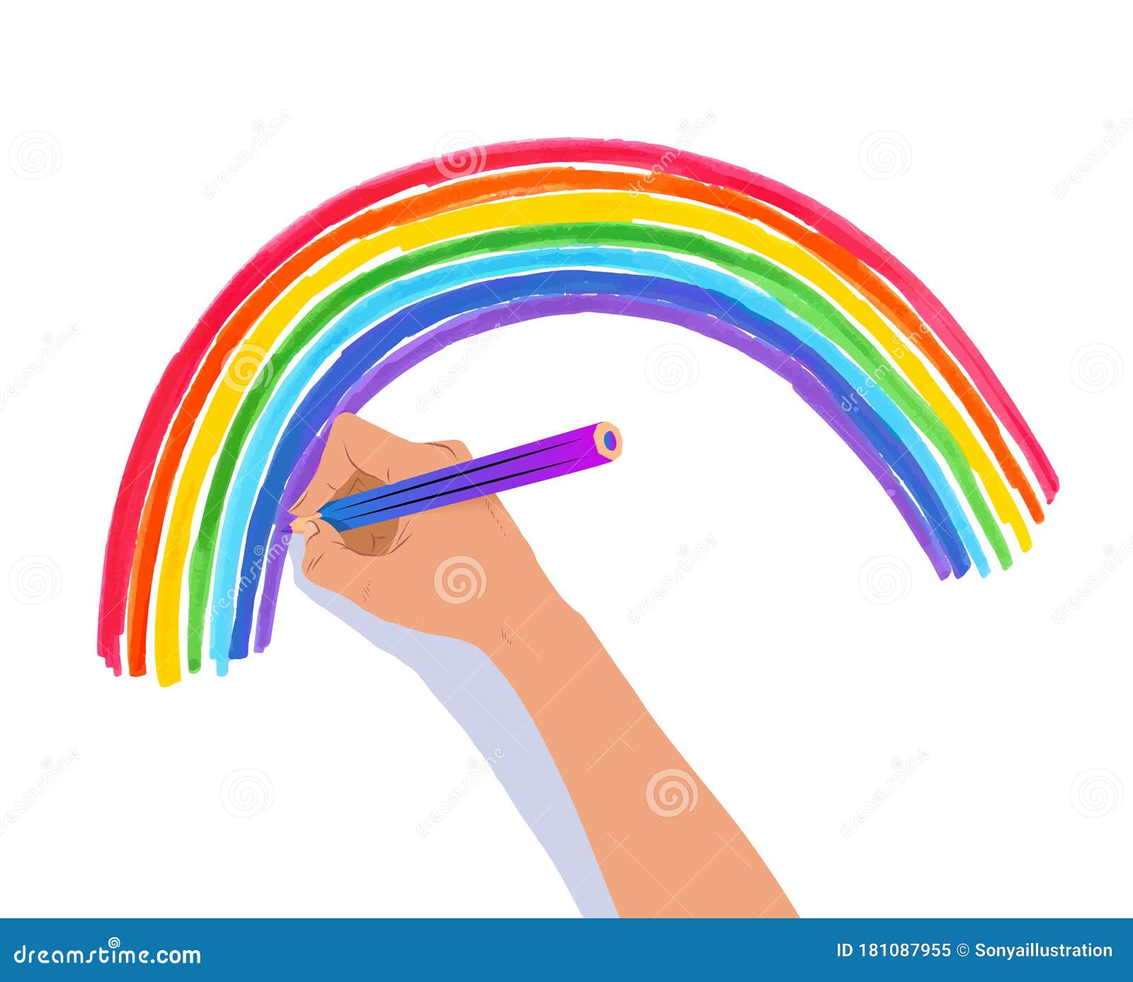 Vector Illustration of Hand Drawing Rainbow Arc Stock Vector ...