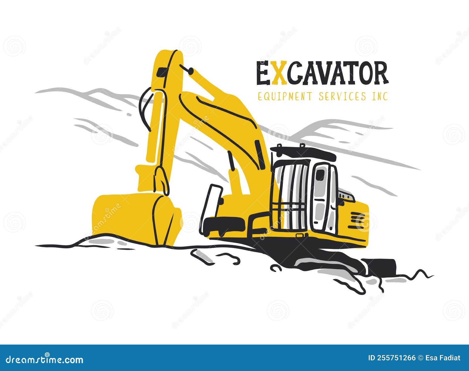 Excavator Digging Hole On Road Cartoon Vector | CartoonDealer.com ...