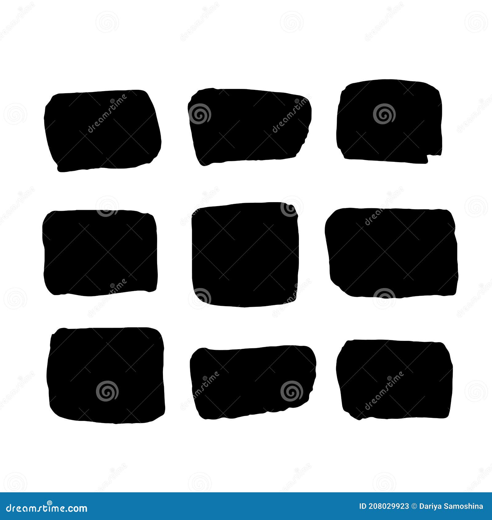 Vector Illustration: Hand Drawn Black Paint Strokes and Rectangles on ...