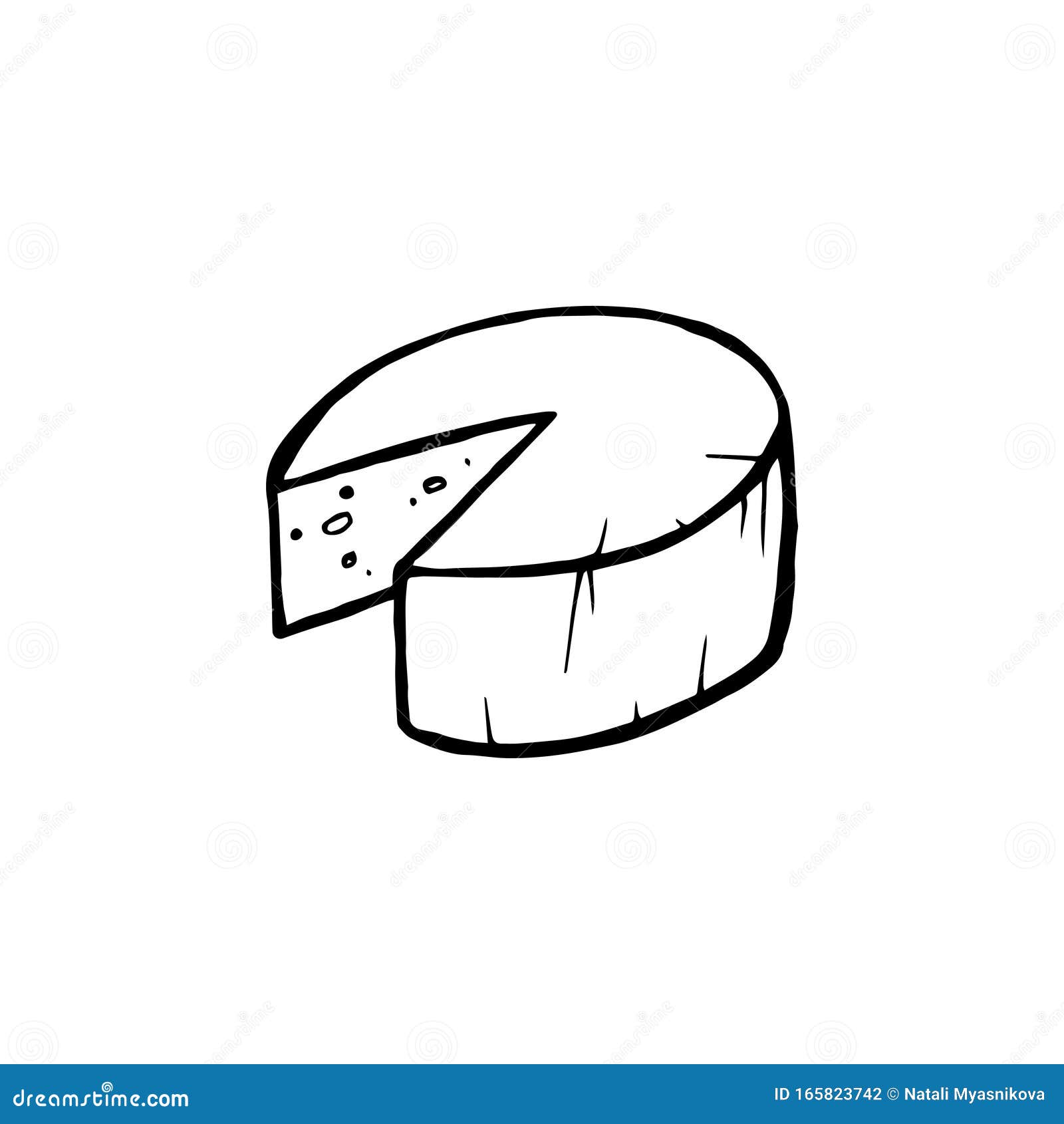 Vector Illustration of Hand Drawn Cheese. Isolated on White Background ...