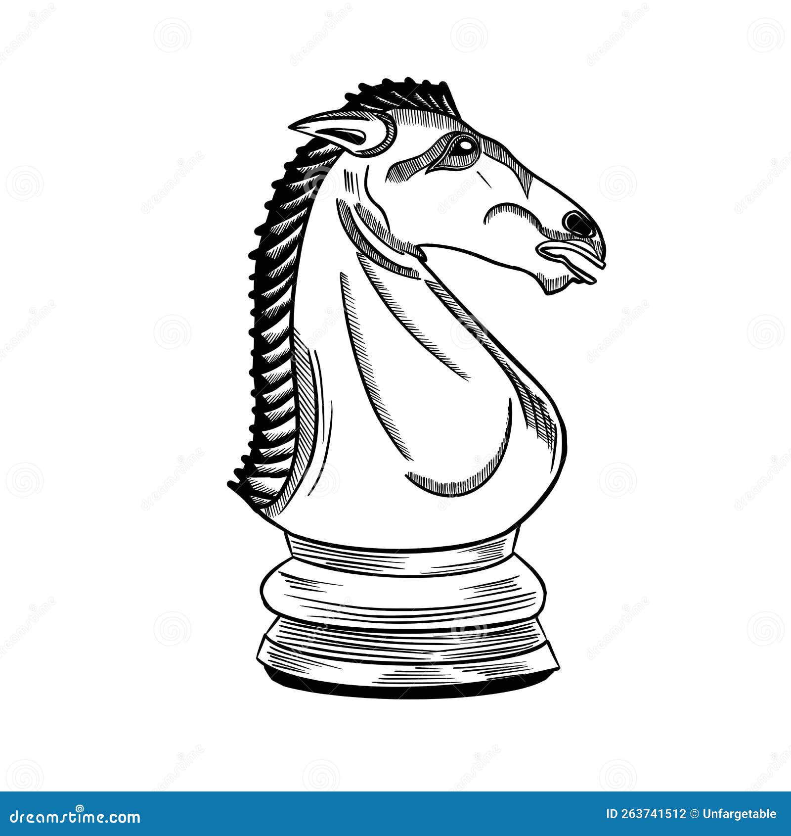 Vector Illustration Hand Drawn Chess Knight,graphic Ink Style Stock ...