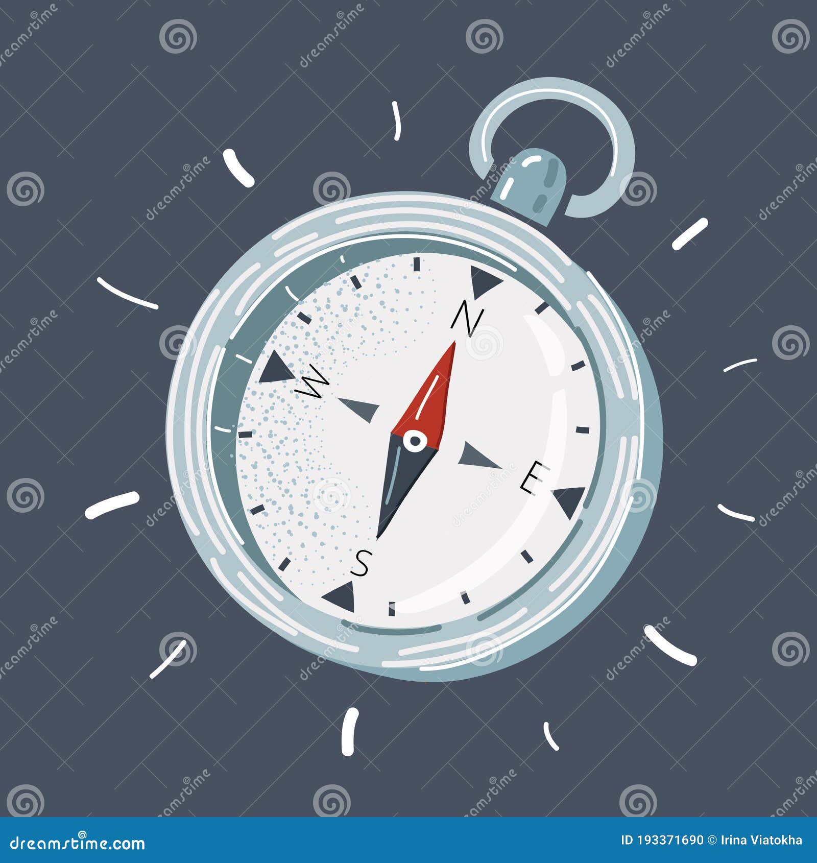 Vector Illustration of Hand Drawn Compass on Dark Background. Stock ...