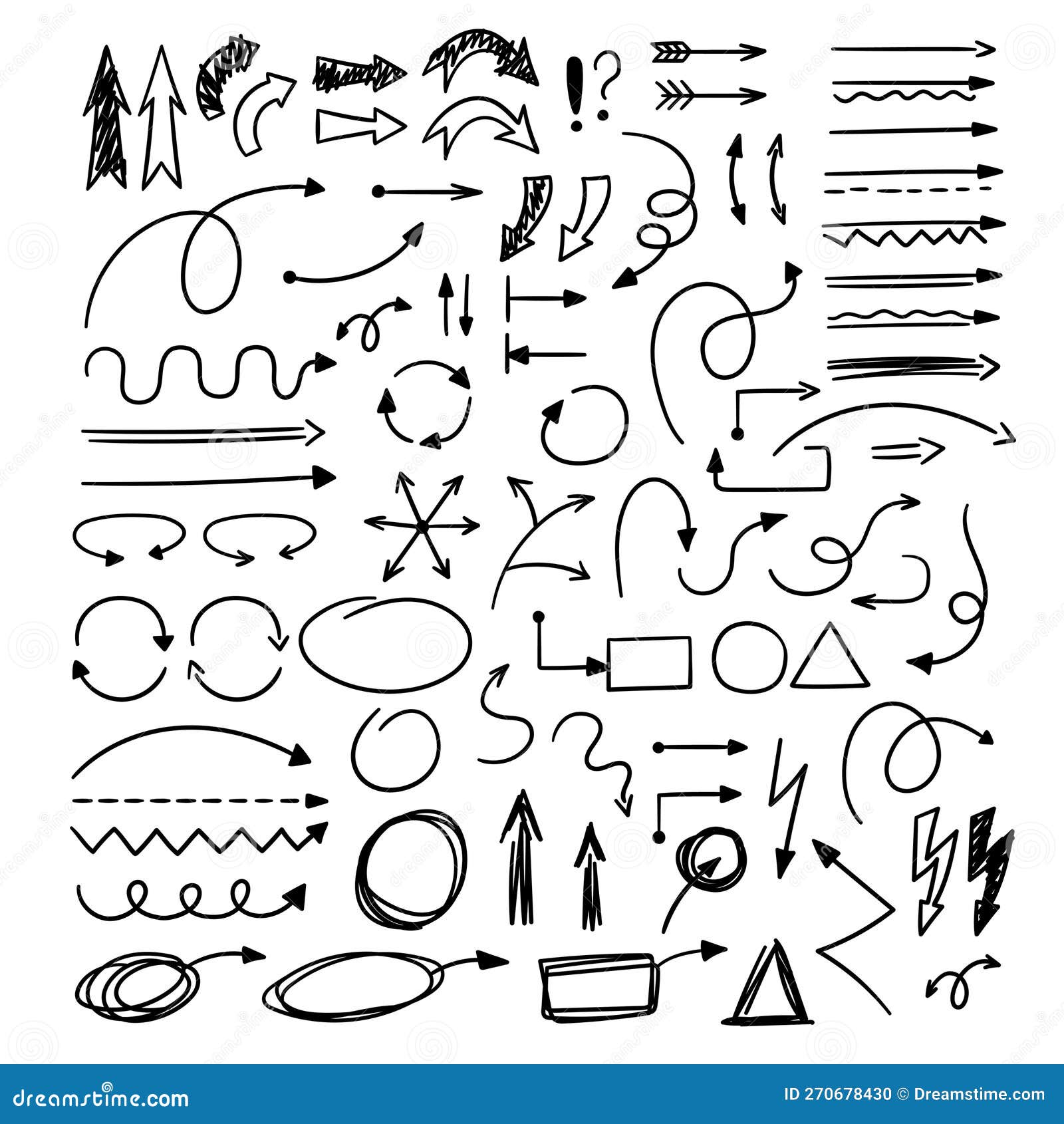 Vector Illustration. Hand Drawn Doodle Arrow Set Stock Vector ...