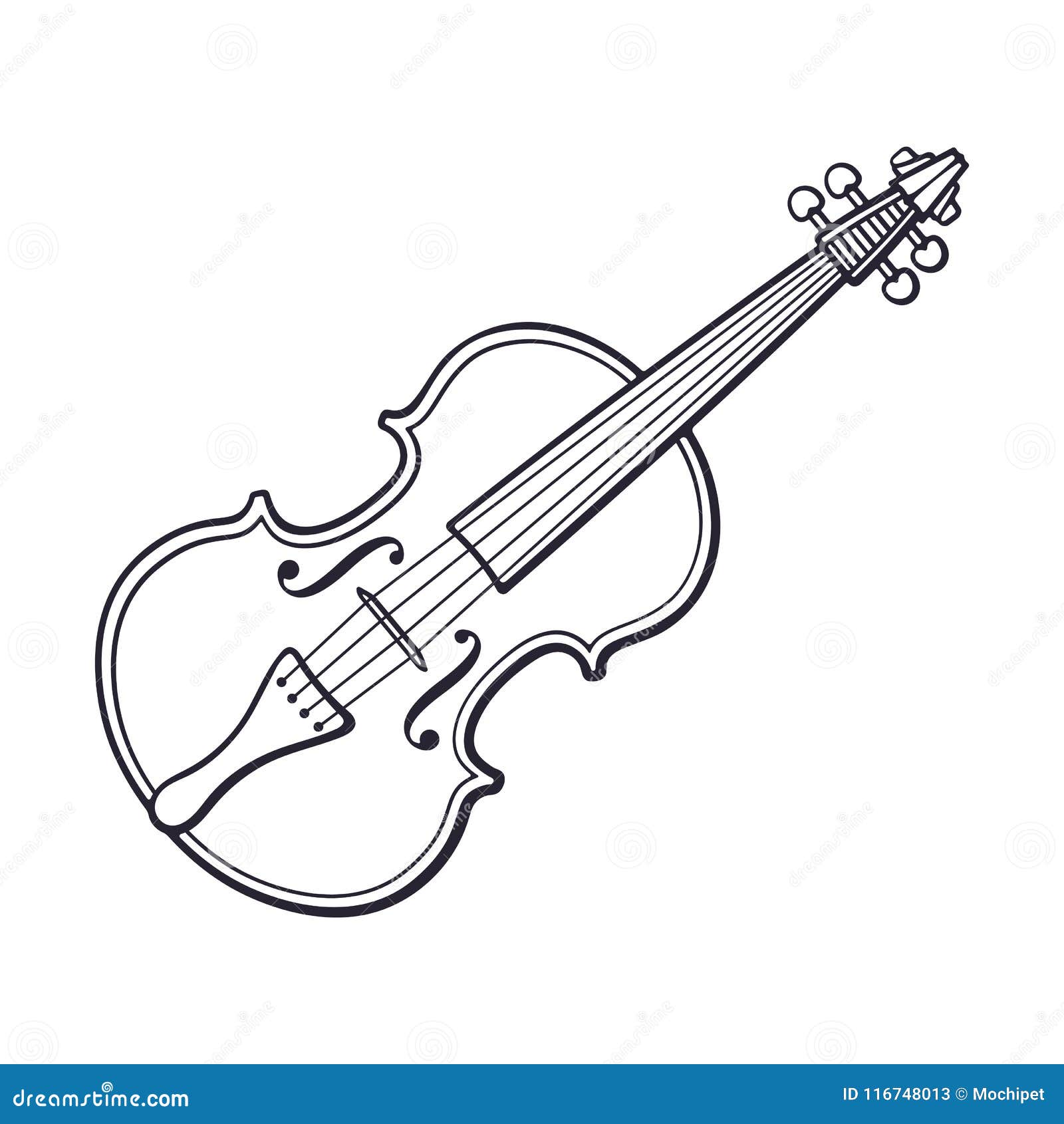 Doodle of Classic Violin without a Bow Stock Vector - Illustration of ...