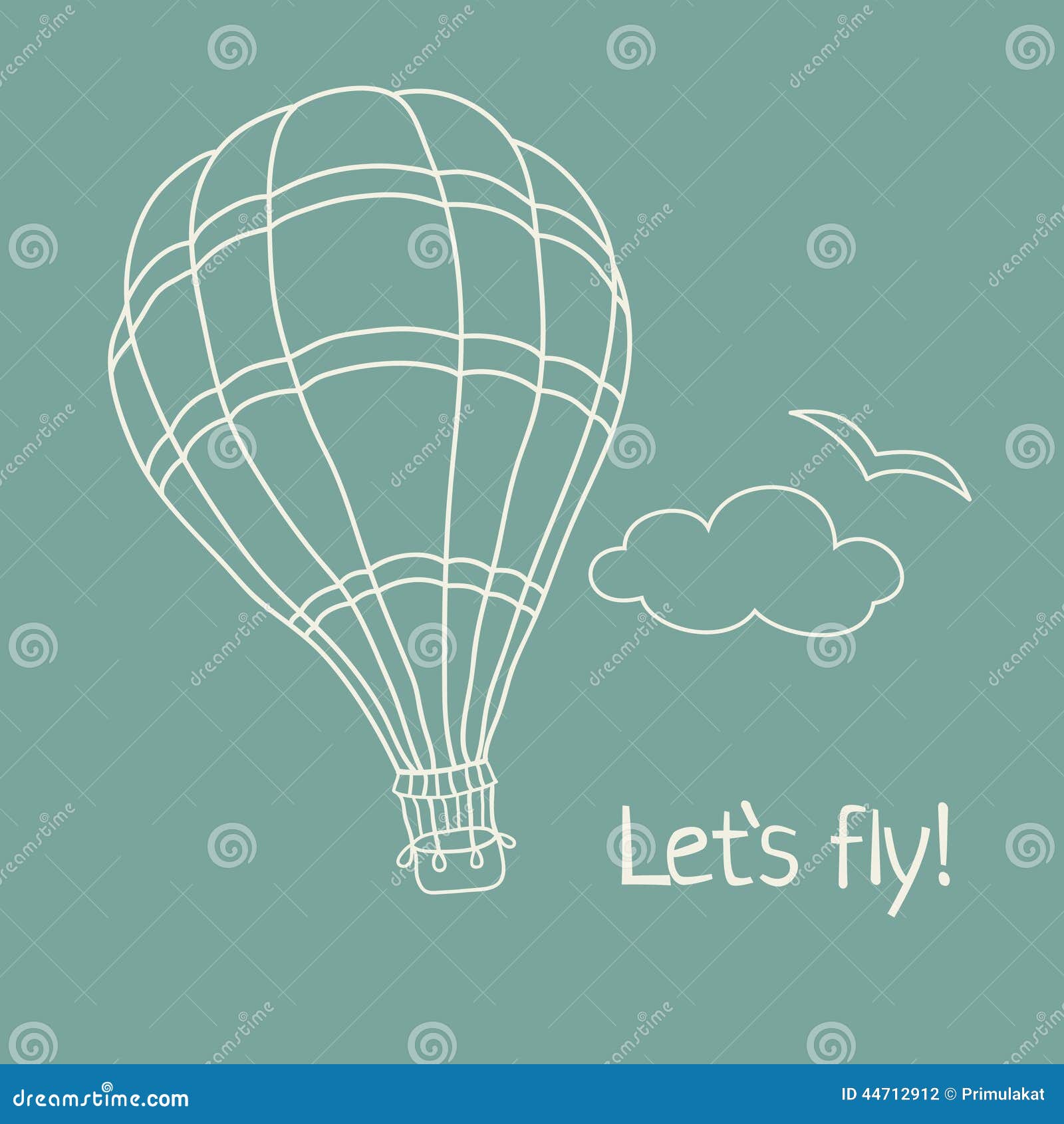 Vector Illustration of Hand Drawn Hot Air Balloon Stock Vector ...