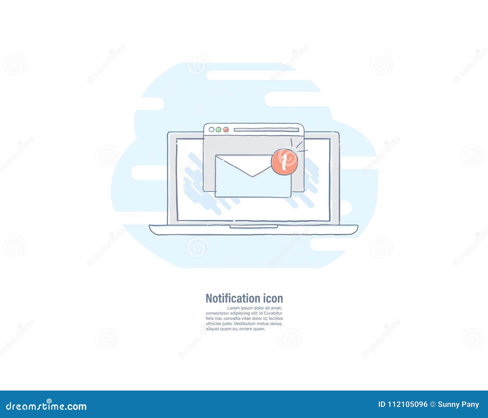 Vector Illustration Hand Drawn Line Flat Icon of New E-mail ...