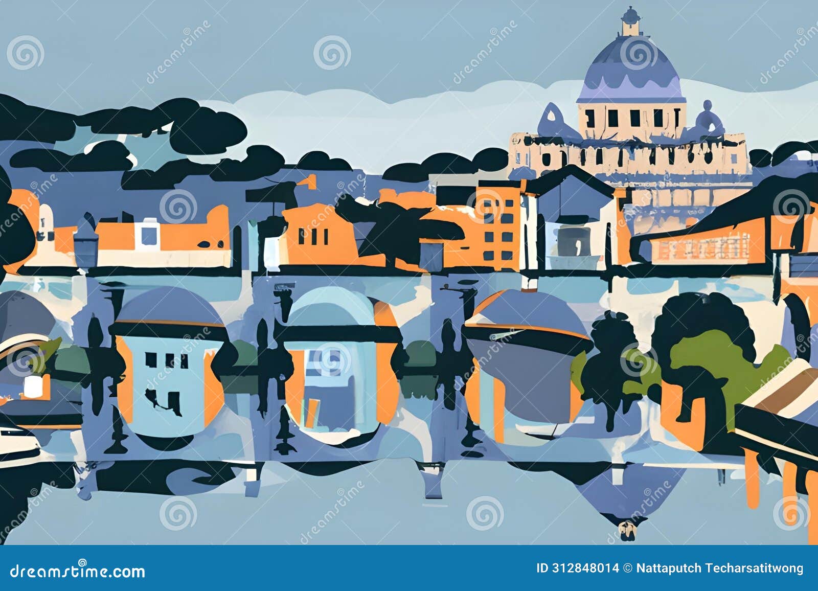 Vector Illustration with Hand Drawn of Rome Stock Illustration ...