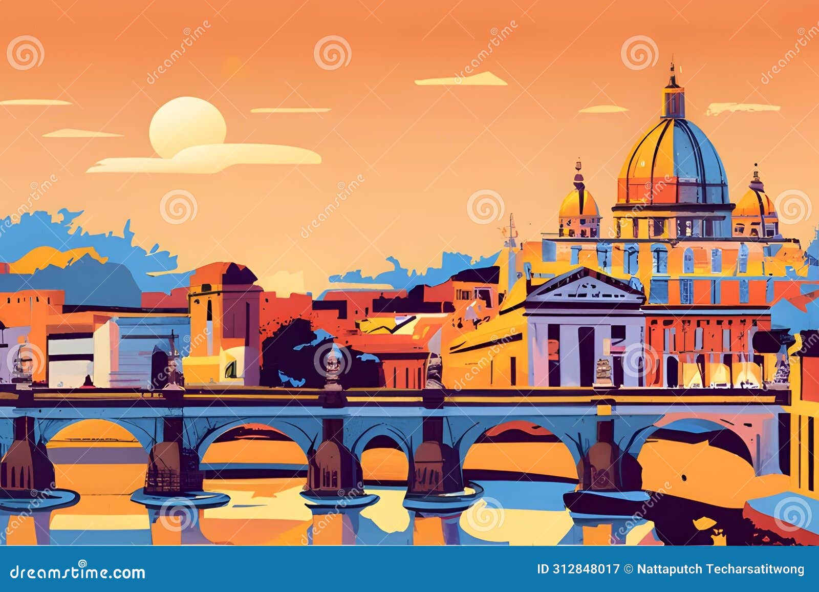 Vector Illustration with Hand Drawn of Rome Stock Illustration ...