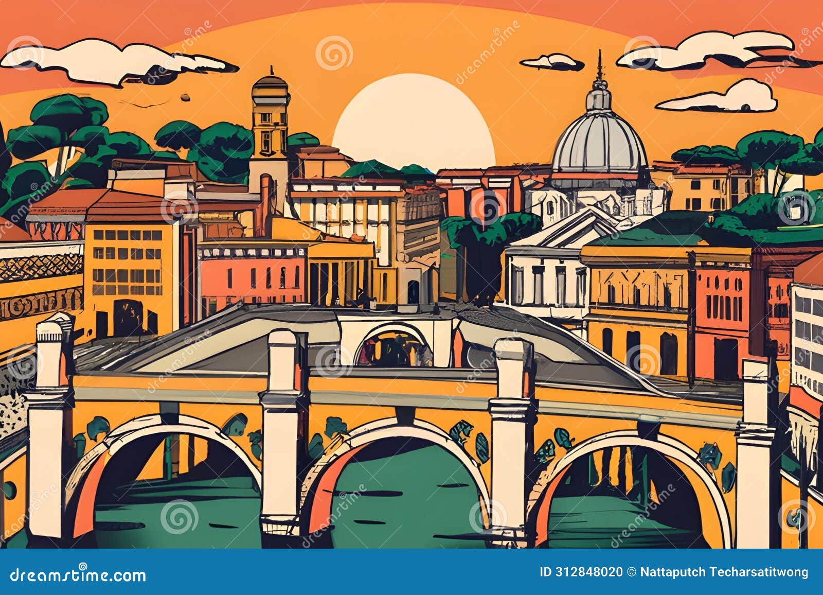 Vector Illustration with Hand Drawn of Rome Stock Illustration ...