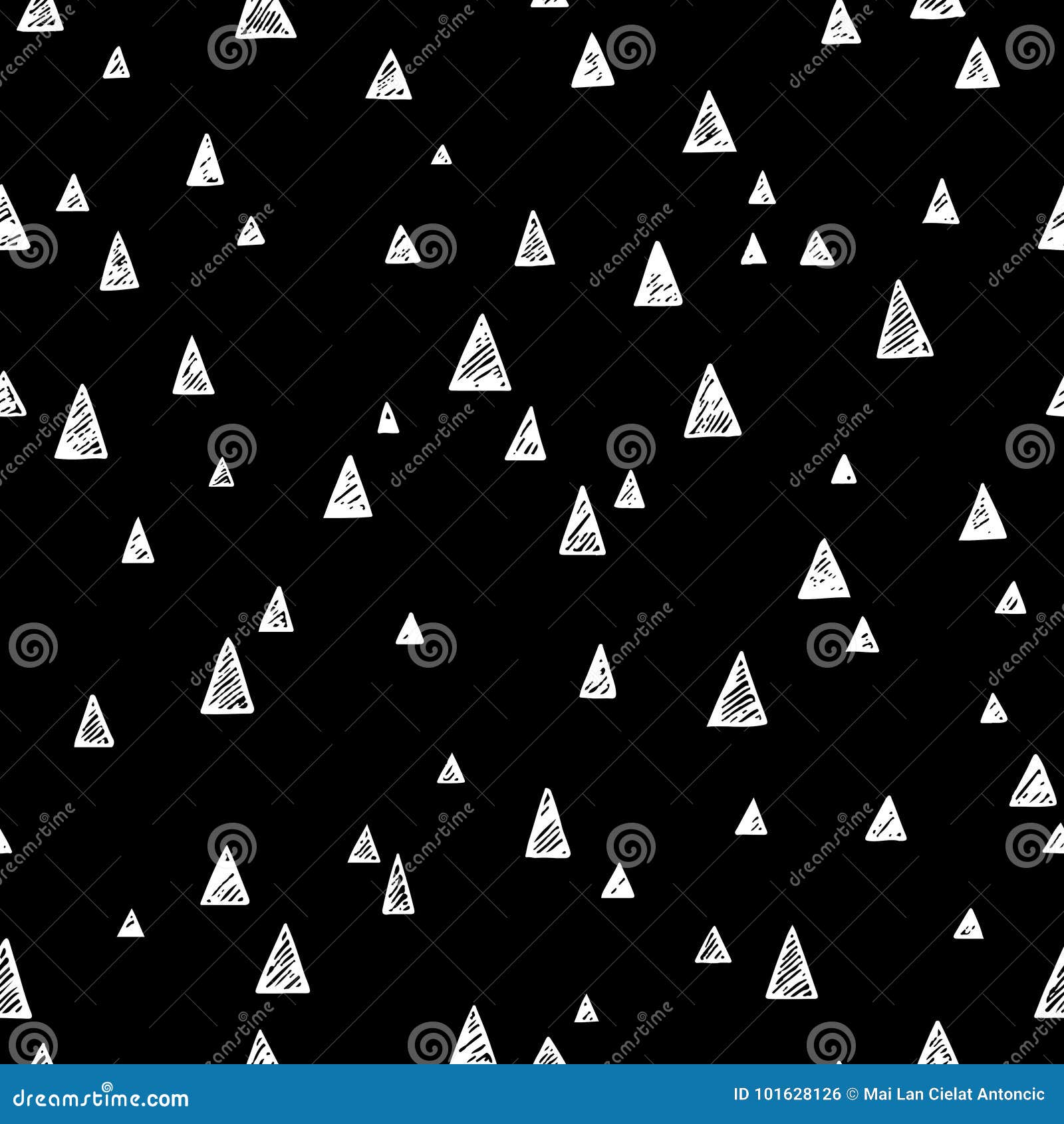 Seamless Pattern in Negative Black and White Colors with Different Size ...