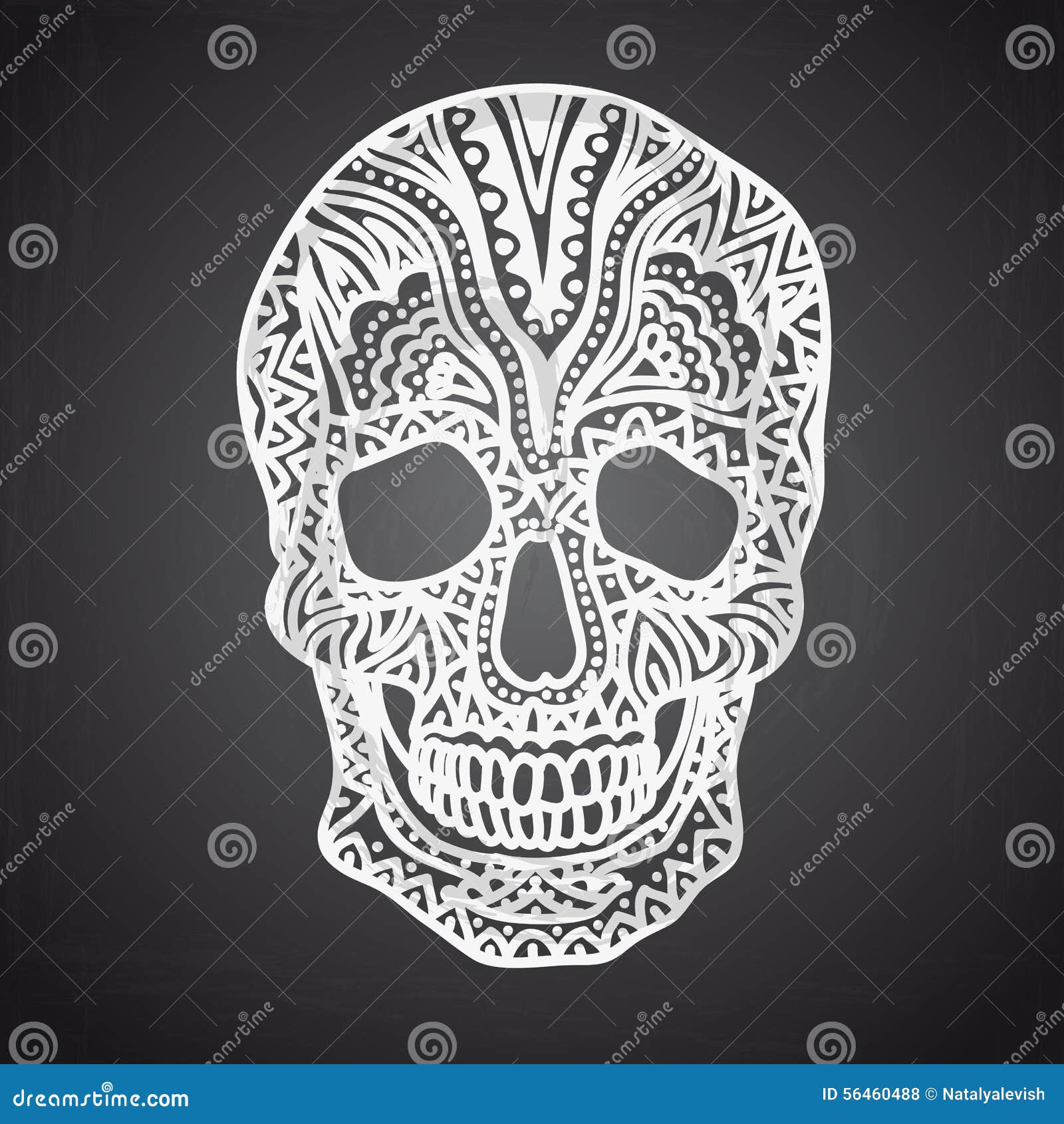 Vector Illustration with Hand Drawn Skull Stock Vector - Illustration ...
