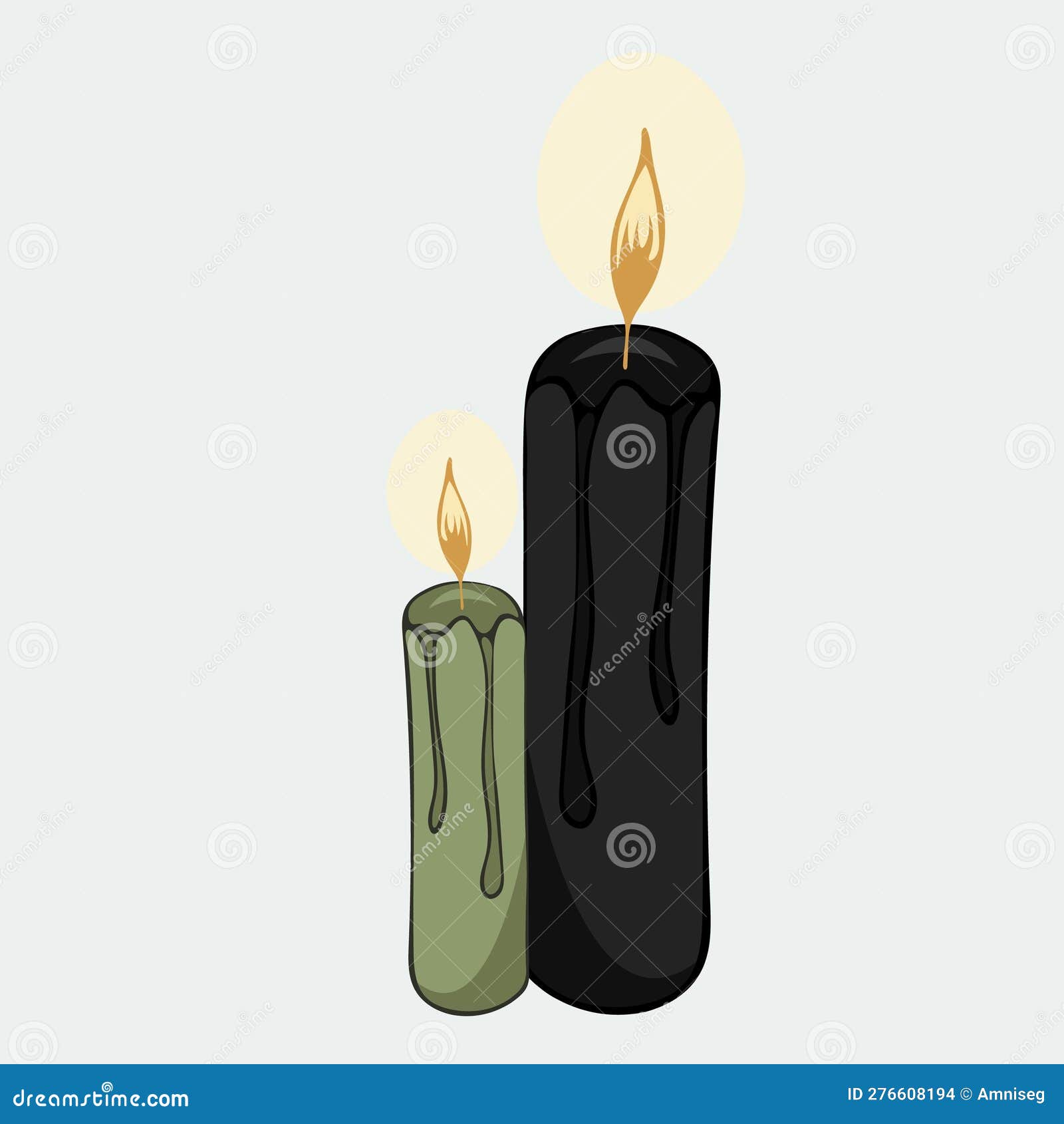 Vector Illustration Hand-drawn Two Candles with Burning Plaen Stock ...