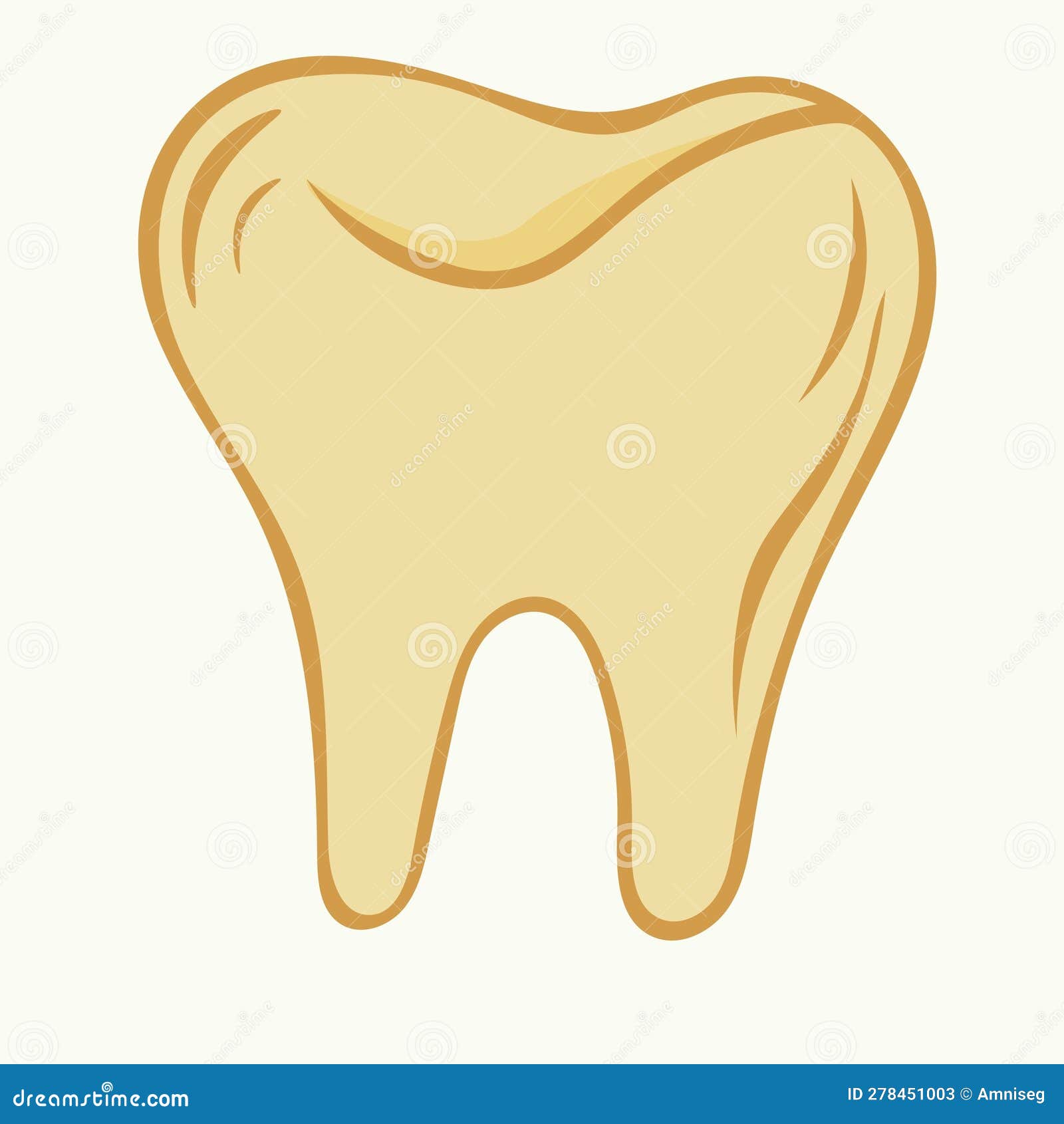 Vector Illustration of a Hand-drawn Yellow Molar Tooth Stock Vector ...
