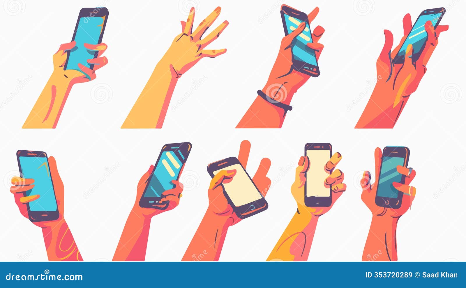 Diverse Hand Gestures Vector Illustration Set for Communication ...