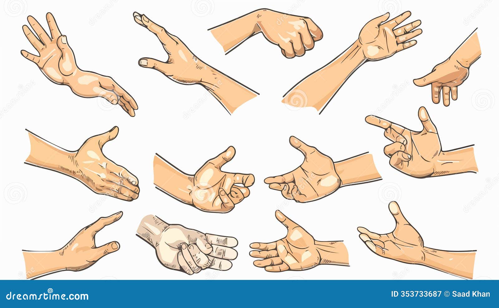 Professional Hand Gestures Set in Vector Illustration for Design ...