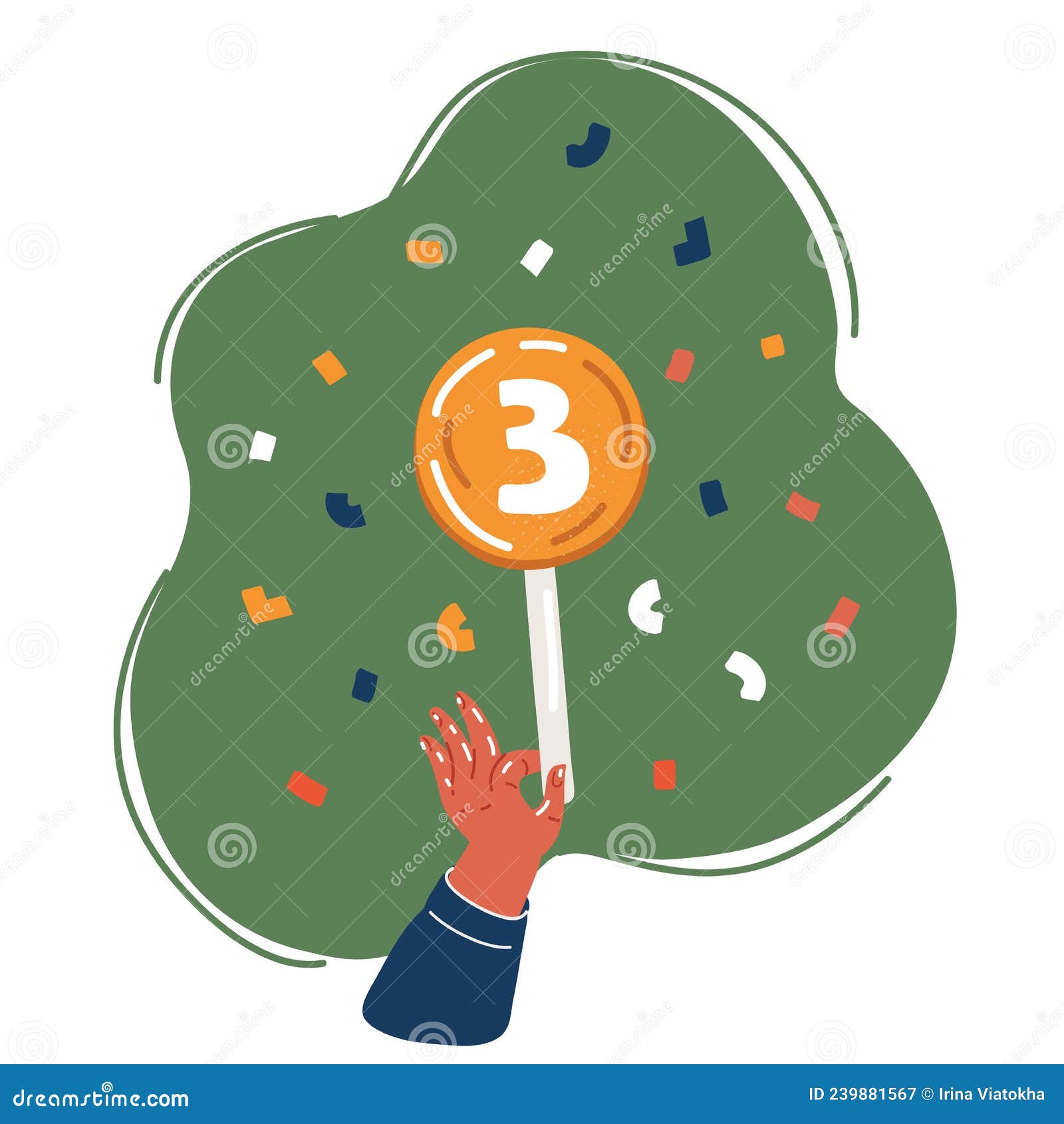 Vector Illustration of Hand Hold Three Point Sign Stock Vector ...