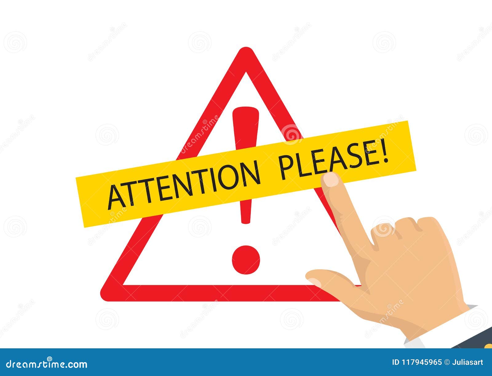 Vector Illustration. Hand Holding Banner with Pay Attention Plea Stock ...