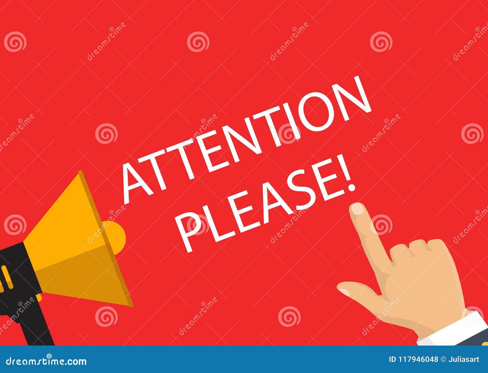 Vector Illustration. Hand Holding Banner with Pay Attention Plea Stock ...