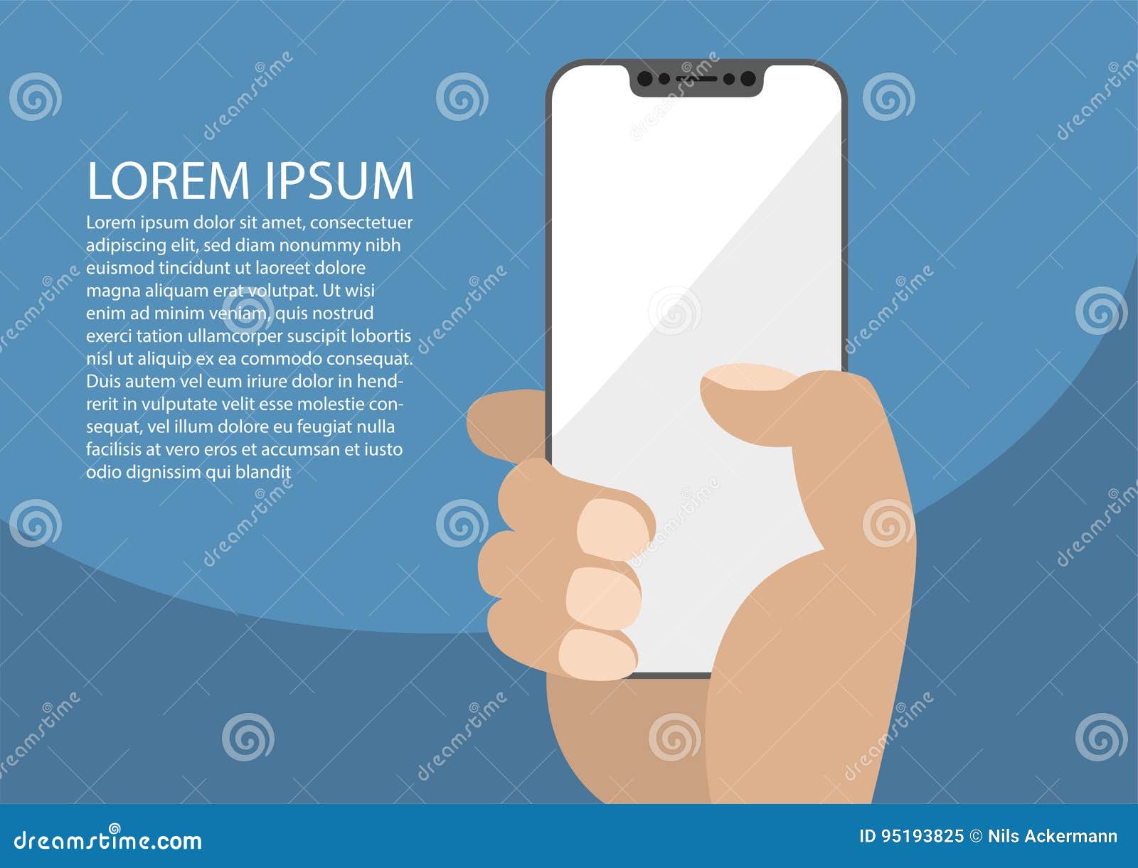 Vector Illustration of Hand Holding Bezel-free / Frameless Modern ...