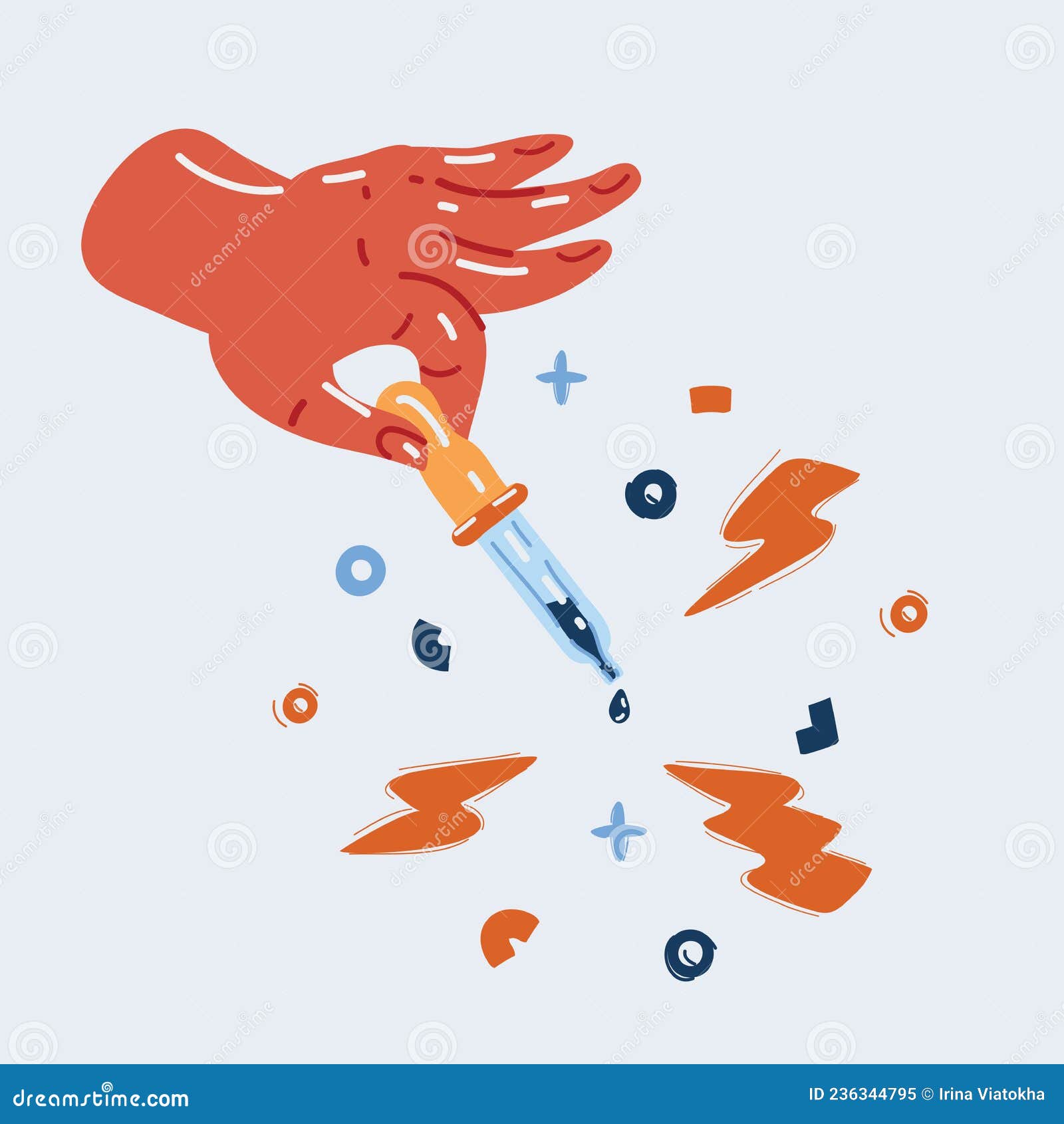Vector Illustration Hand Holding a Dropper. Stock Vector - Illustration ...