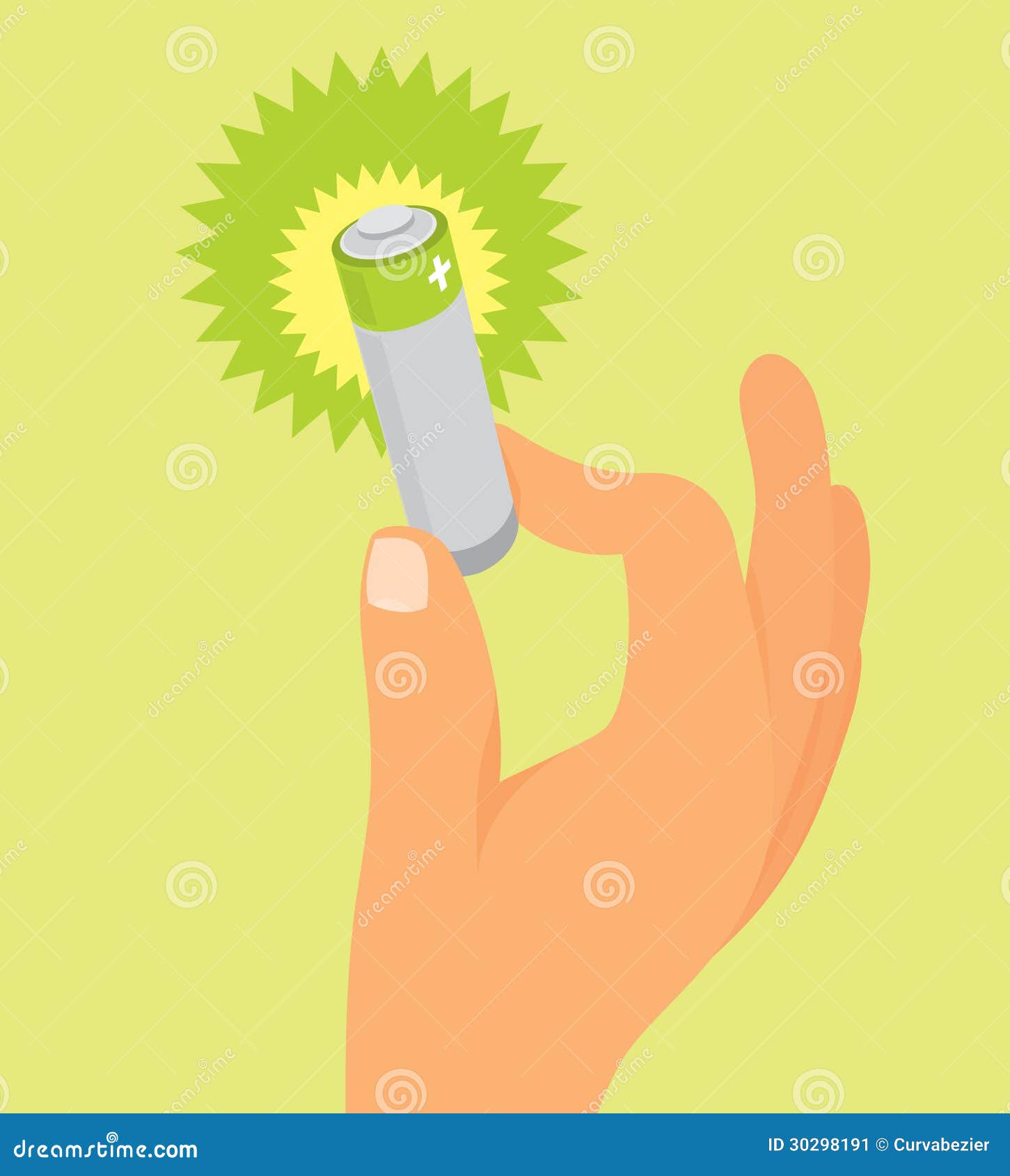Hand holding green battery stock vector. Illustration of painting ...