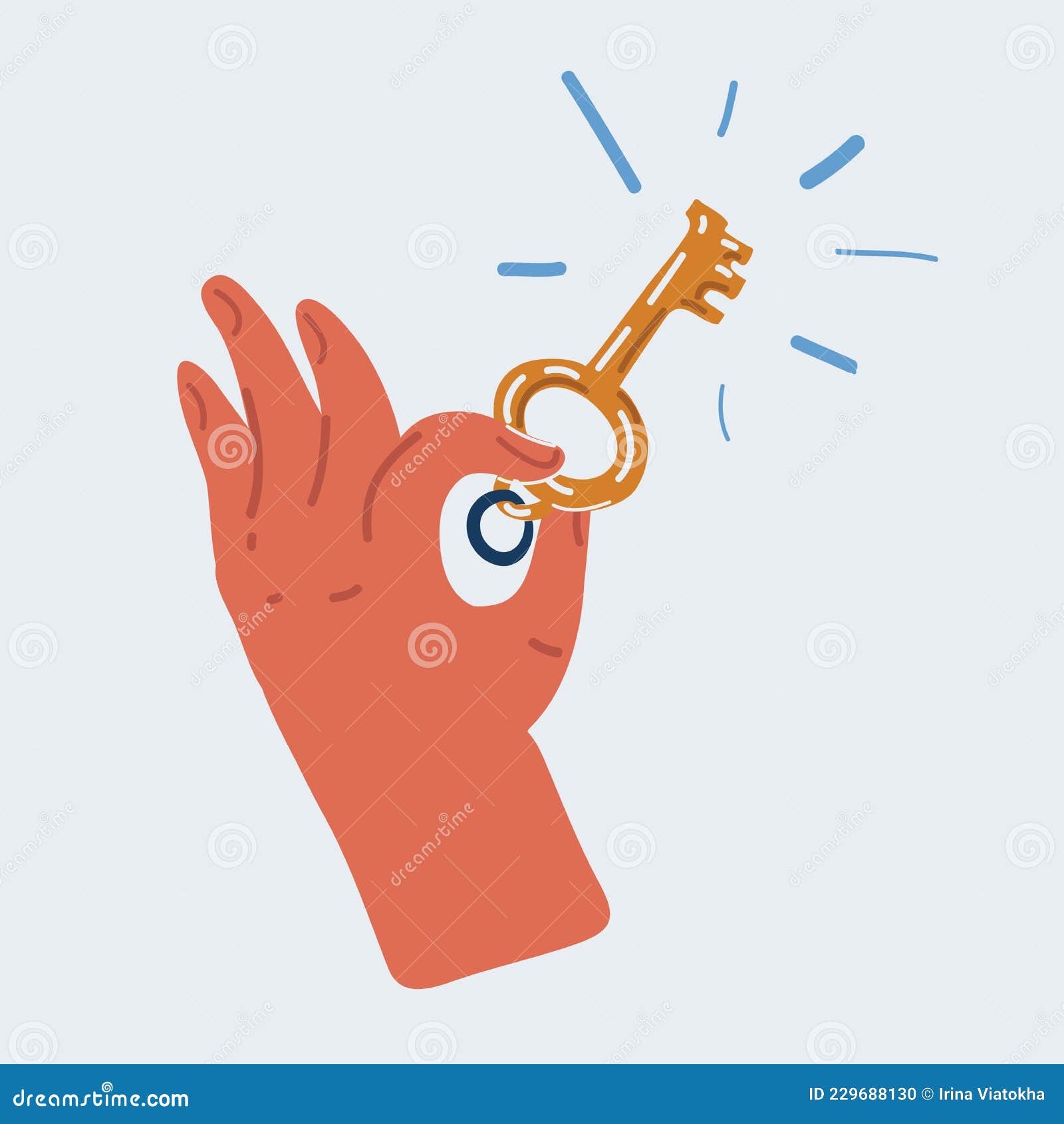 Vector Illustration of Hand Holding the Key Stock Vector - Illustration ...