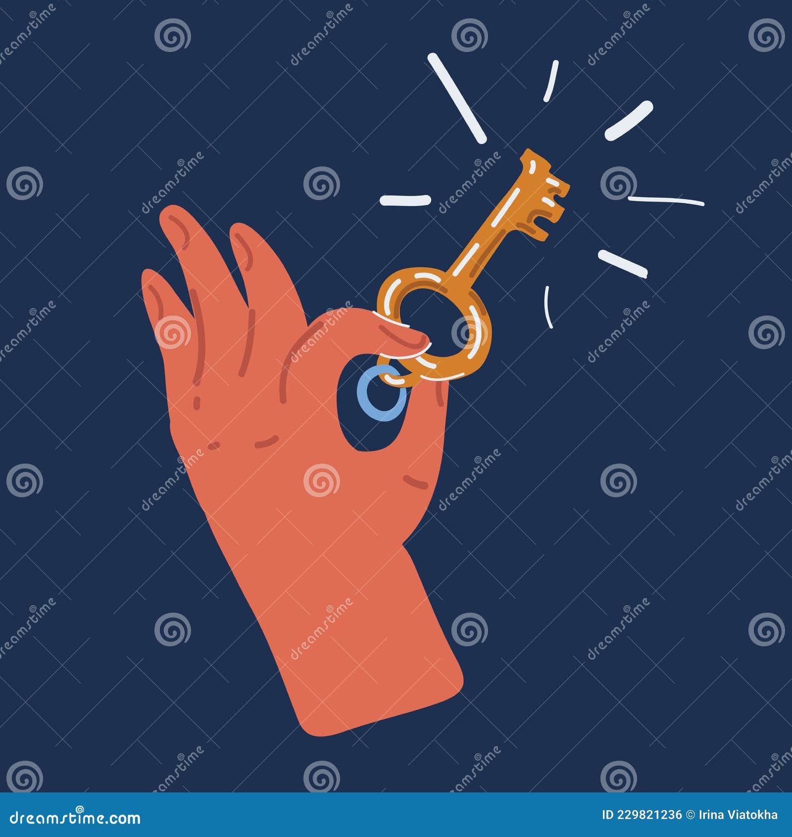 Vector Illustration of Hand Holding Key Over Dark Backround Stock ...