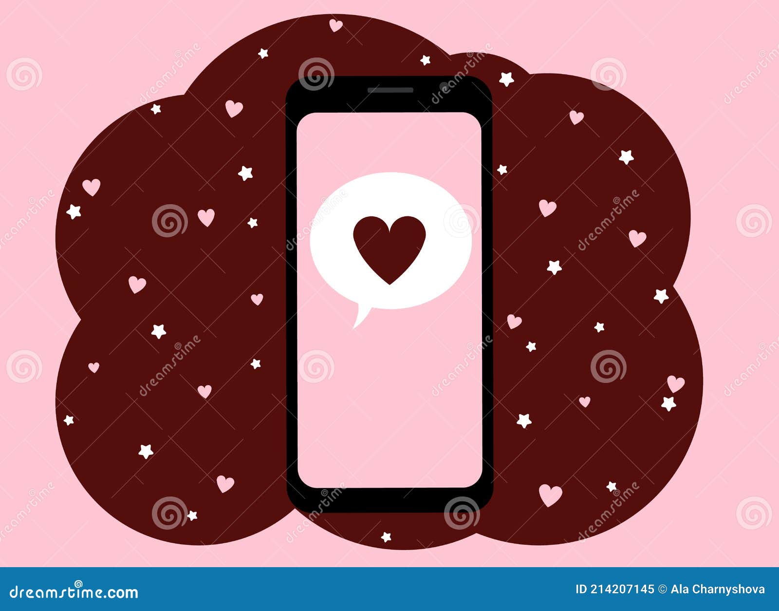 Hand Holds a Mobile Phone with the Image of a Red Heart. Vector Stock ...