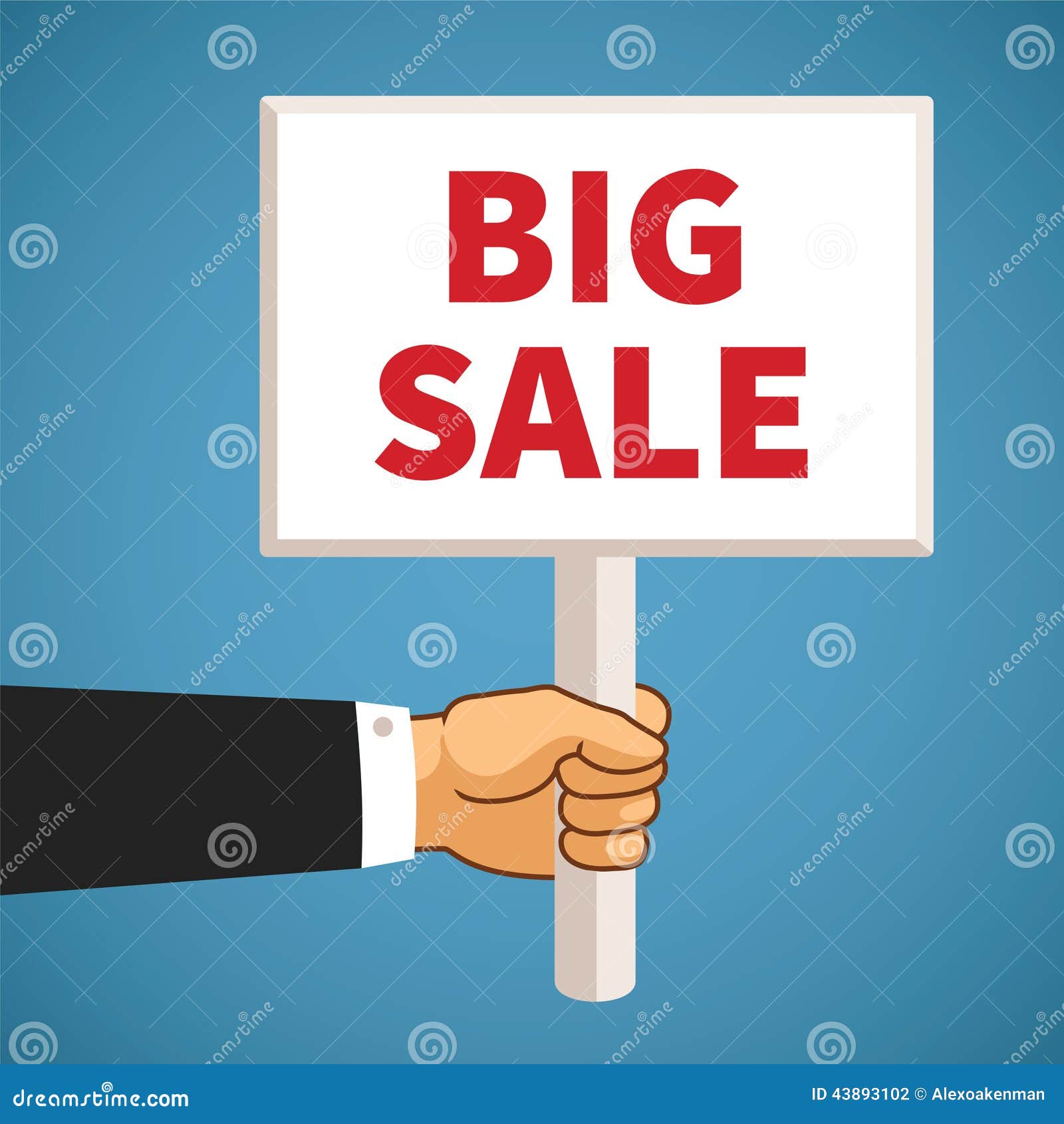 Vector Illustration of Hand Holding Rectangular Banner with Big Sale ...