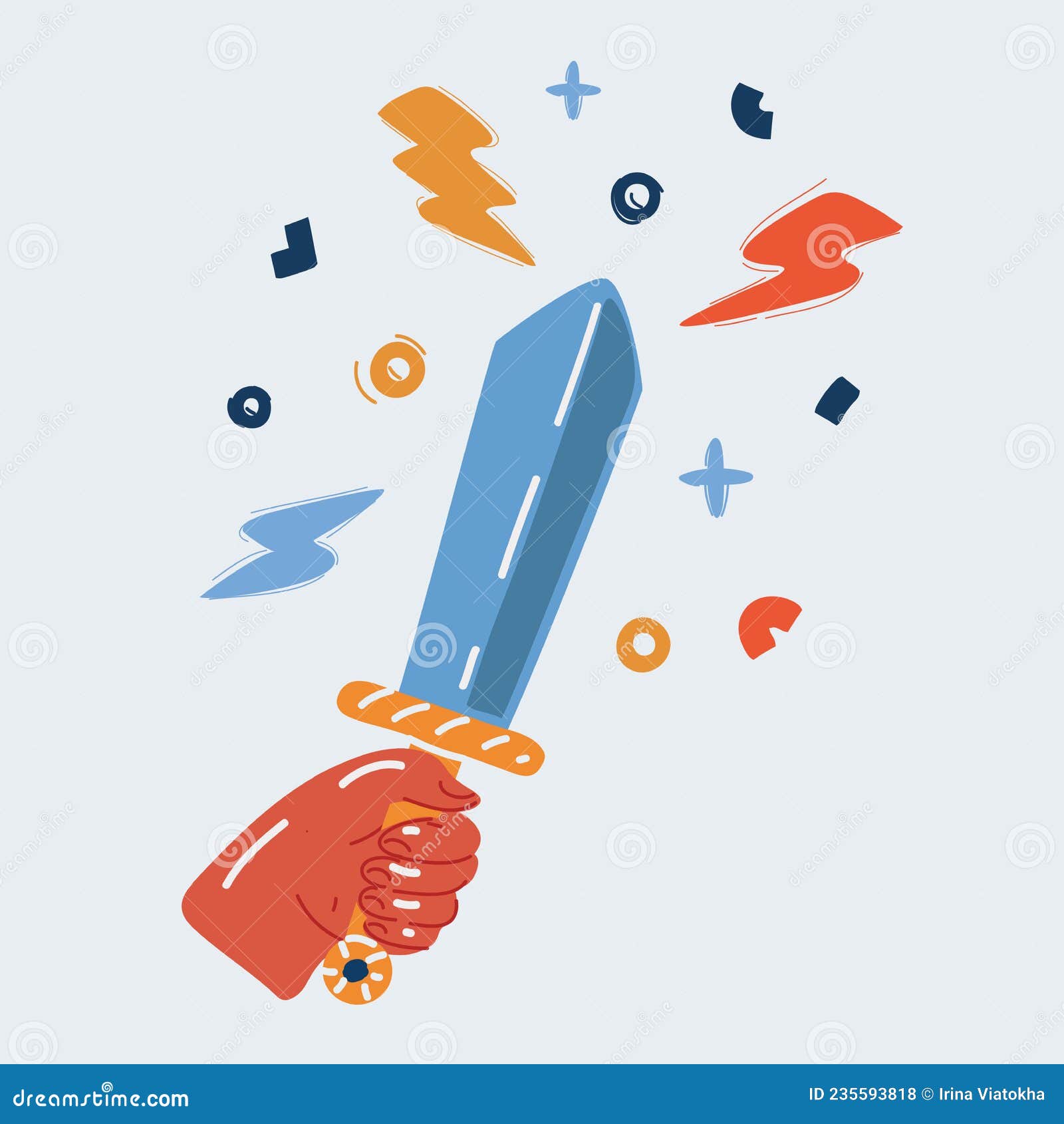 Vector Illustration of Hand Holding a Sword. Stock Vector ...