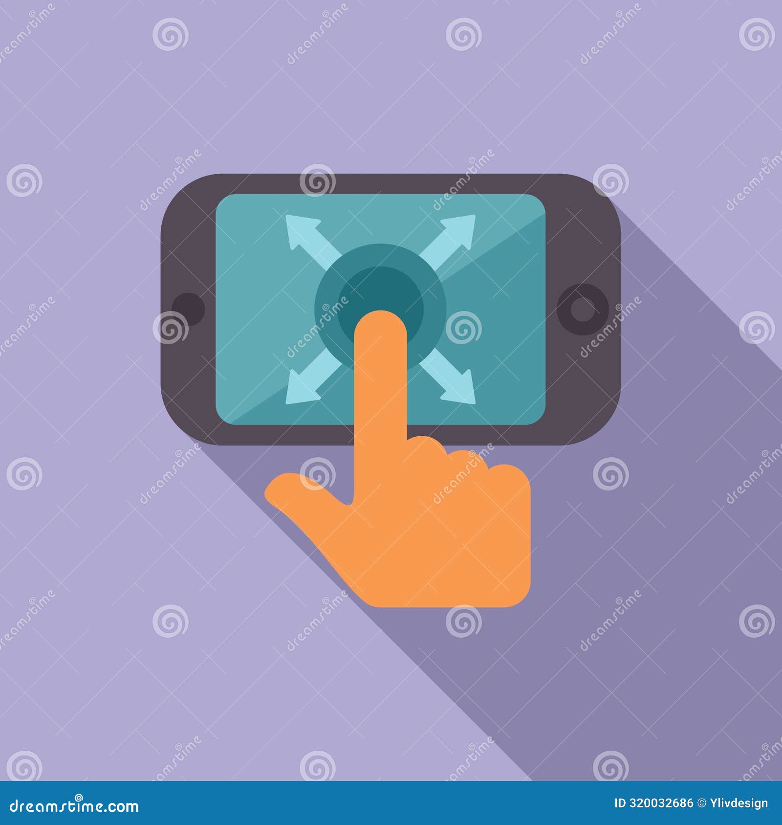 Vector Illustration of a Hand Interacting with a Touchscreen Interface ...