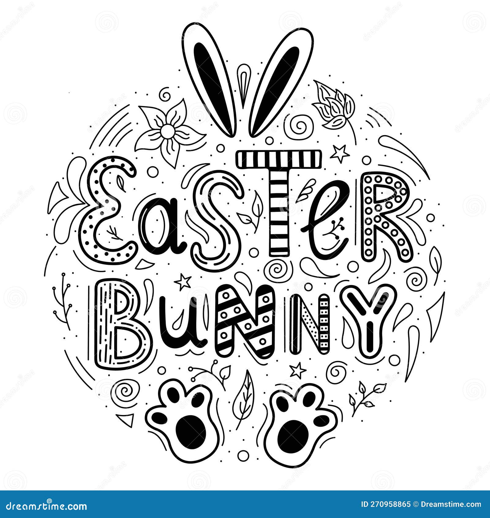 Vector Illustration. Hand Lettering Easter Bunny. Doodle Stock Vector ...