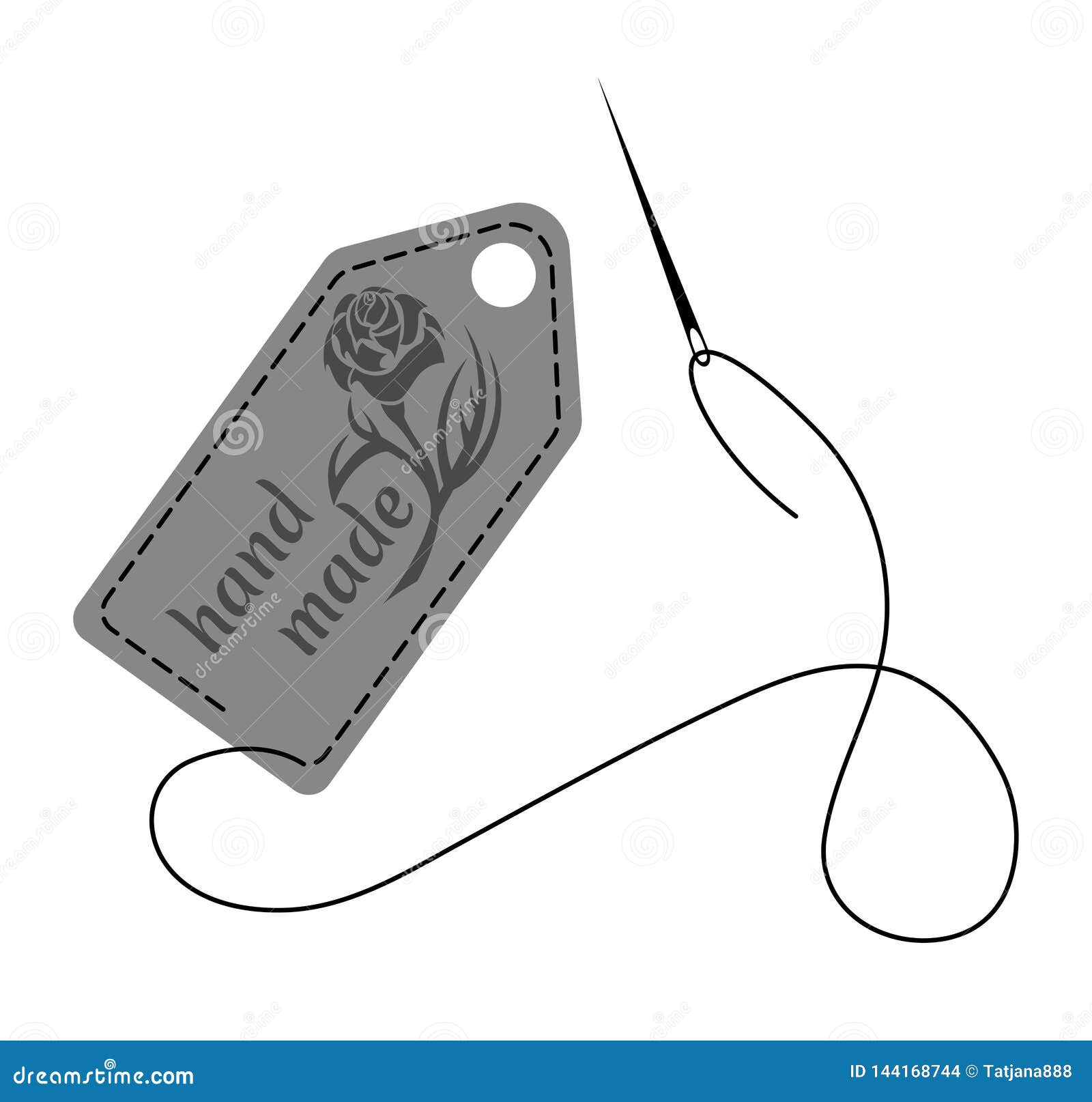 Vector Illustration of Hand Made Label Decorated with Stitch Made by ...