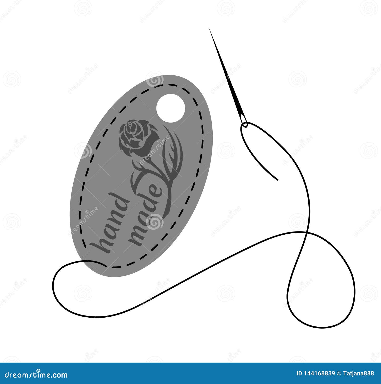 Vector Illustration of Hand Made Label Decorated with Stitch Made by ...