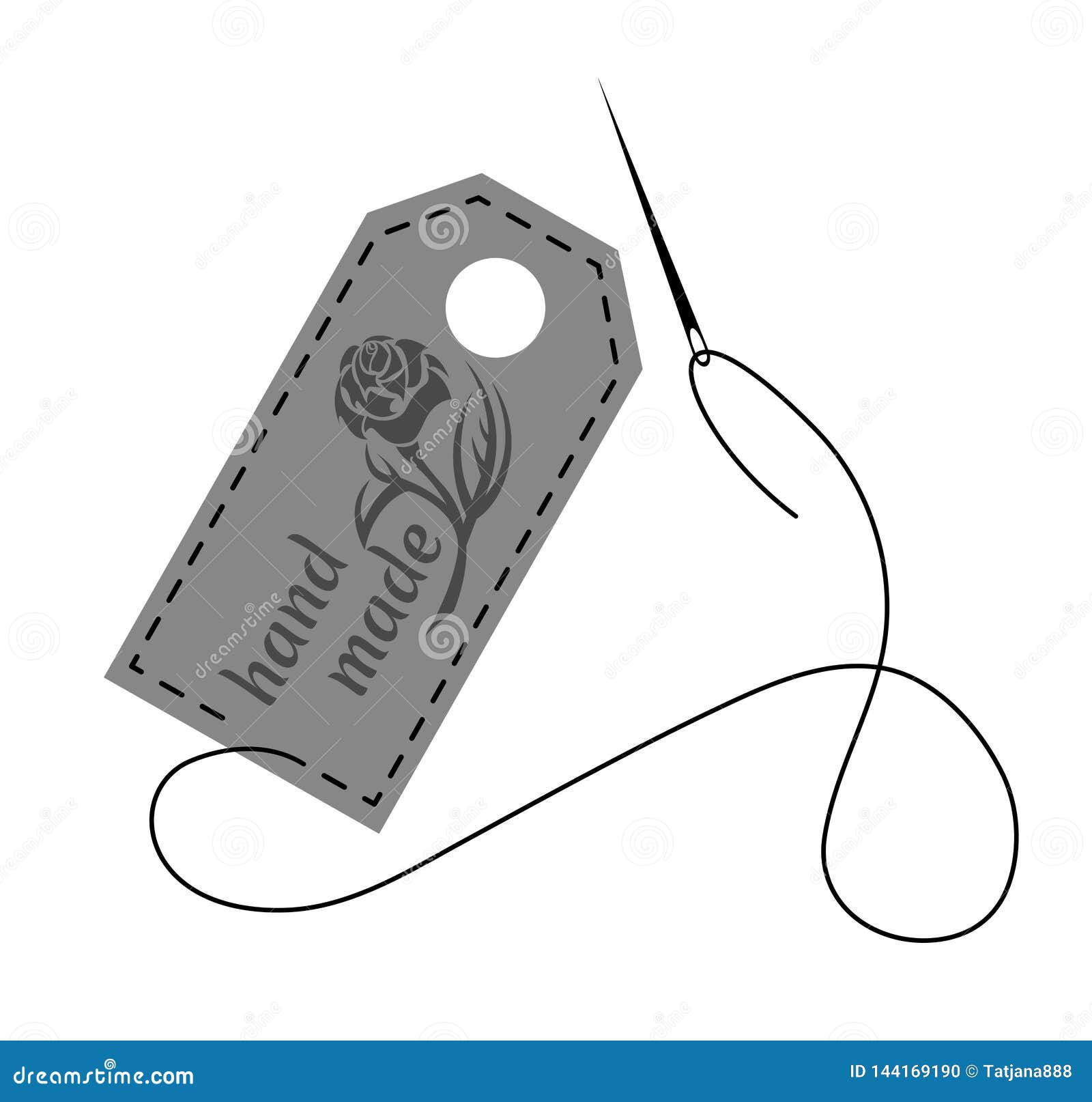 Vector Illustration of Hand Made Label Decorated with Stitch Made by ...