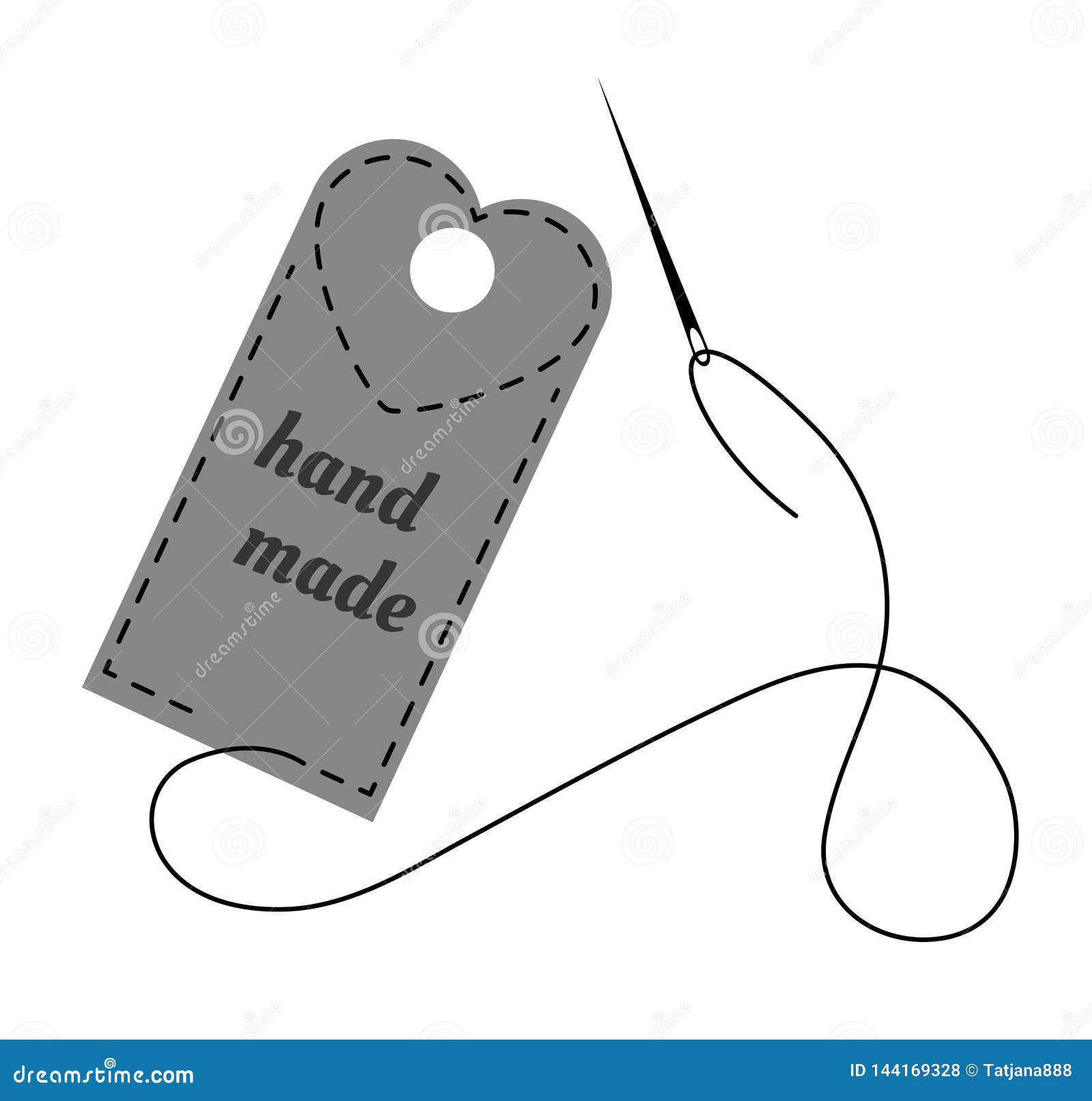 Vector Illustration of Hand Made Label Decorated with Stitch Made by ...