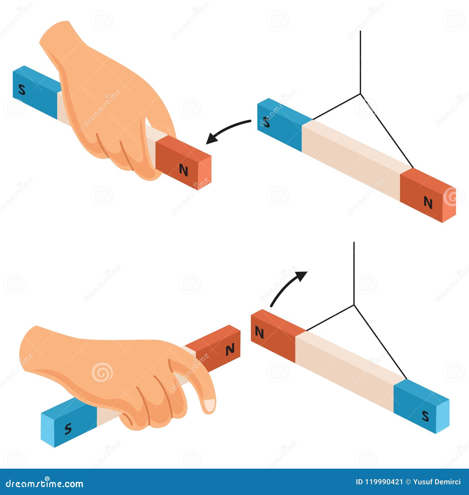 Vector Illustration of Hand Magnet Stock Vector - Illustration of ...