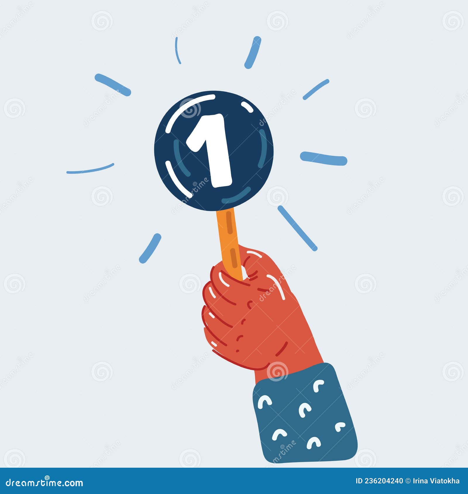 Vector Illustration of Hand with One Point Number in Stock Vector ...