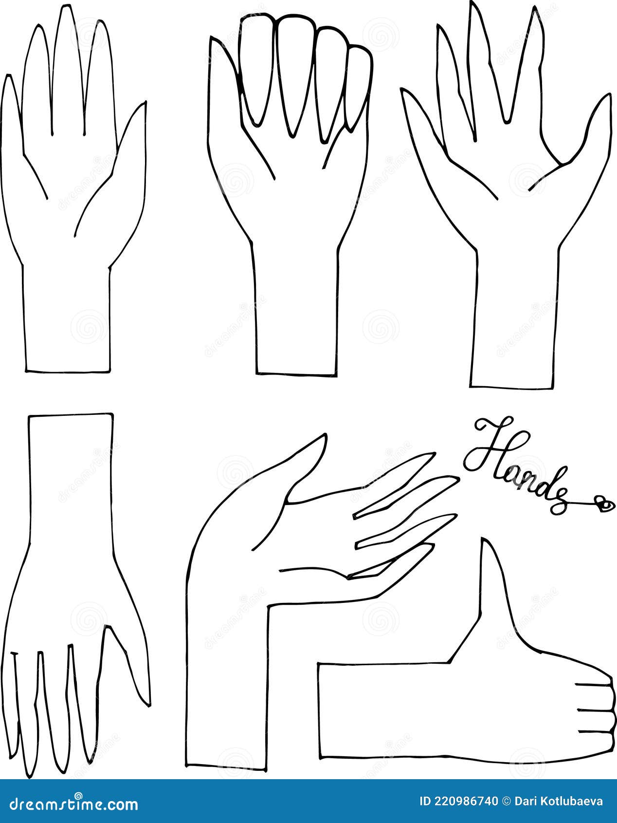 Vector Illustration of a Hand. Palms in Different Angles on a ...