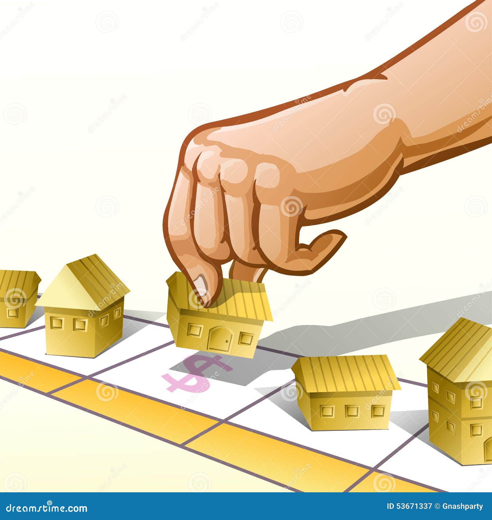 Vector Illustration of Hand Put Property on Board Game Stock Vector ...